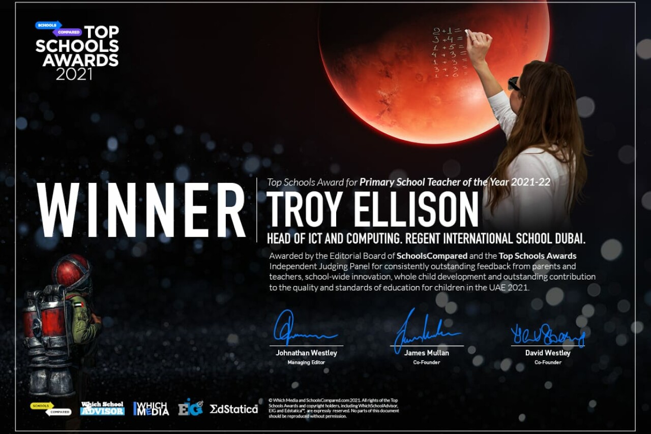 Live: Troy Ellison, Head of ICT at RIS Dubai, Best Primary Teacher ...